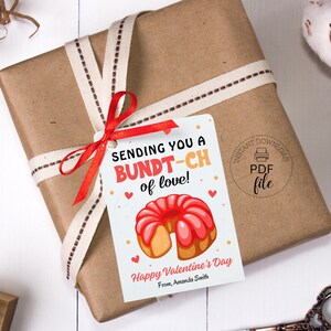 Printable Valentines Bundt Cake Gift Tag, Personalized Sending You a ...