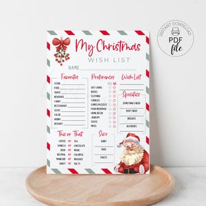 Printable Christmas Gift Exchange Questionnaire, My Christmas Wish List ...