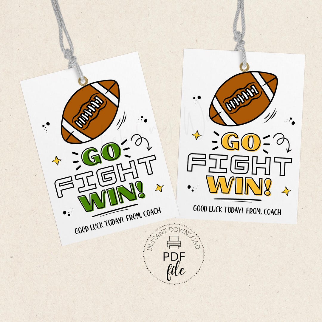 Printable Football Game Day Snacks Tag, Go Fight Win Treat Tags, 10 ...