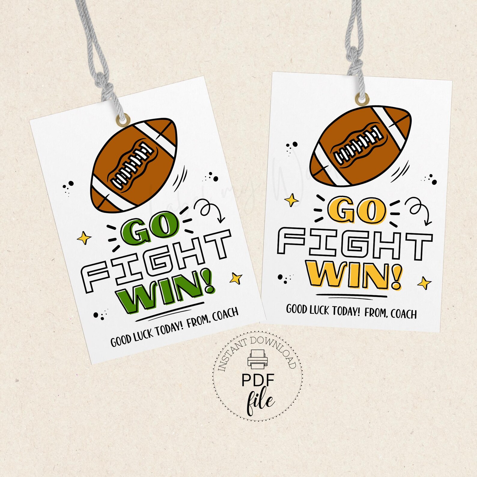 Printable Football Game Day Snacks Tag, Go Fight Win Treat Tags, 10 ...