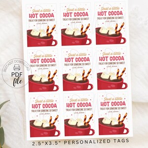 Printable Christmas Hot Chocolate Gift Tag, Personalized Just a Little ...