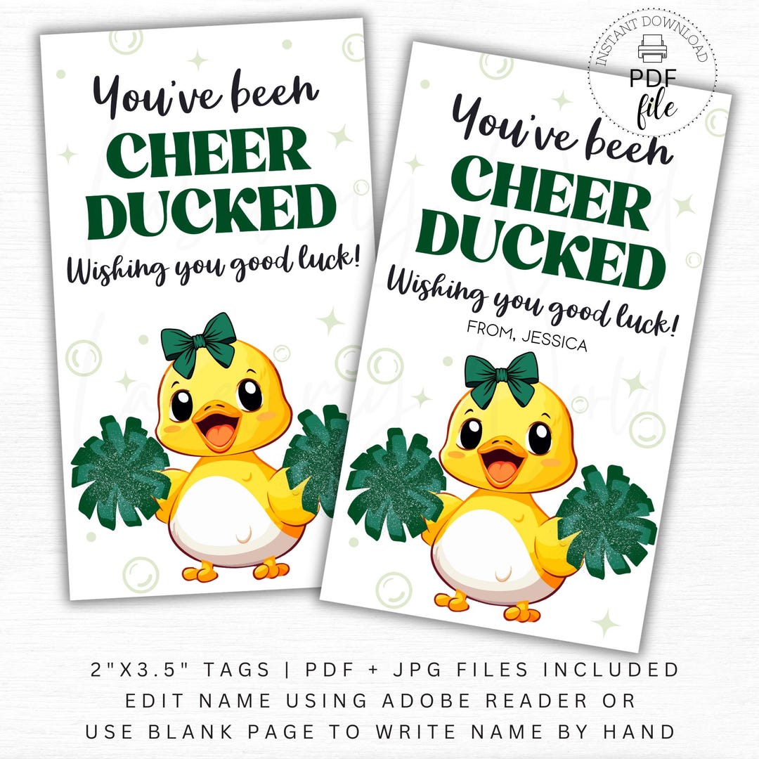 Printable Cheer Duck Tags, Personalized You've Been Cheer Ducked Good ...