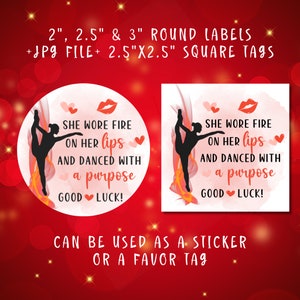 Dance Good Luck Labels/tags, Printable Red Lipstick Dancer Stickers 2 ...