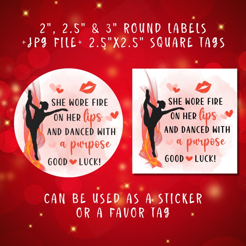 Dance Good Luck Labels/tags, Printable Red Lipstick Dancer Stickers 2 ...