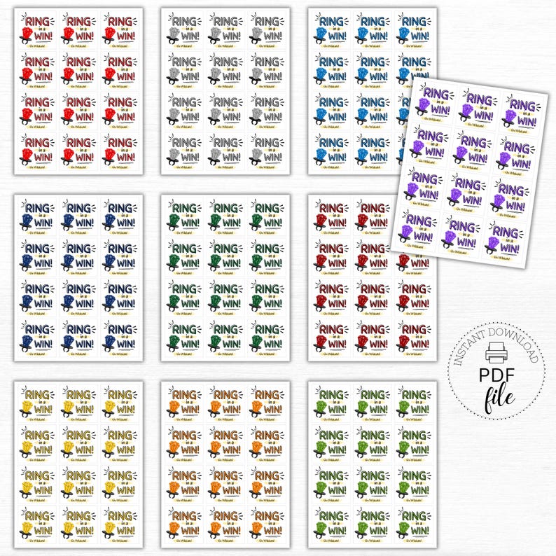 Printable Ring in a Win Gift Tag, Personalized Sports Game Day Good ...