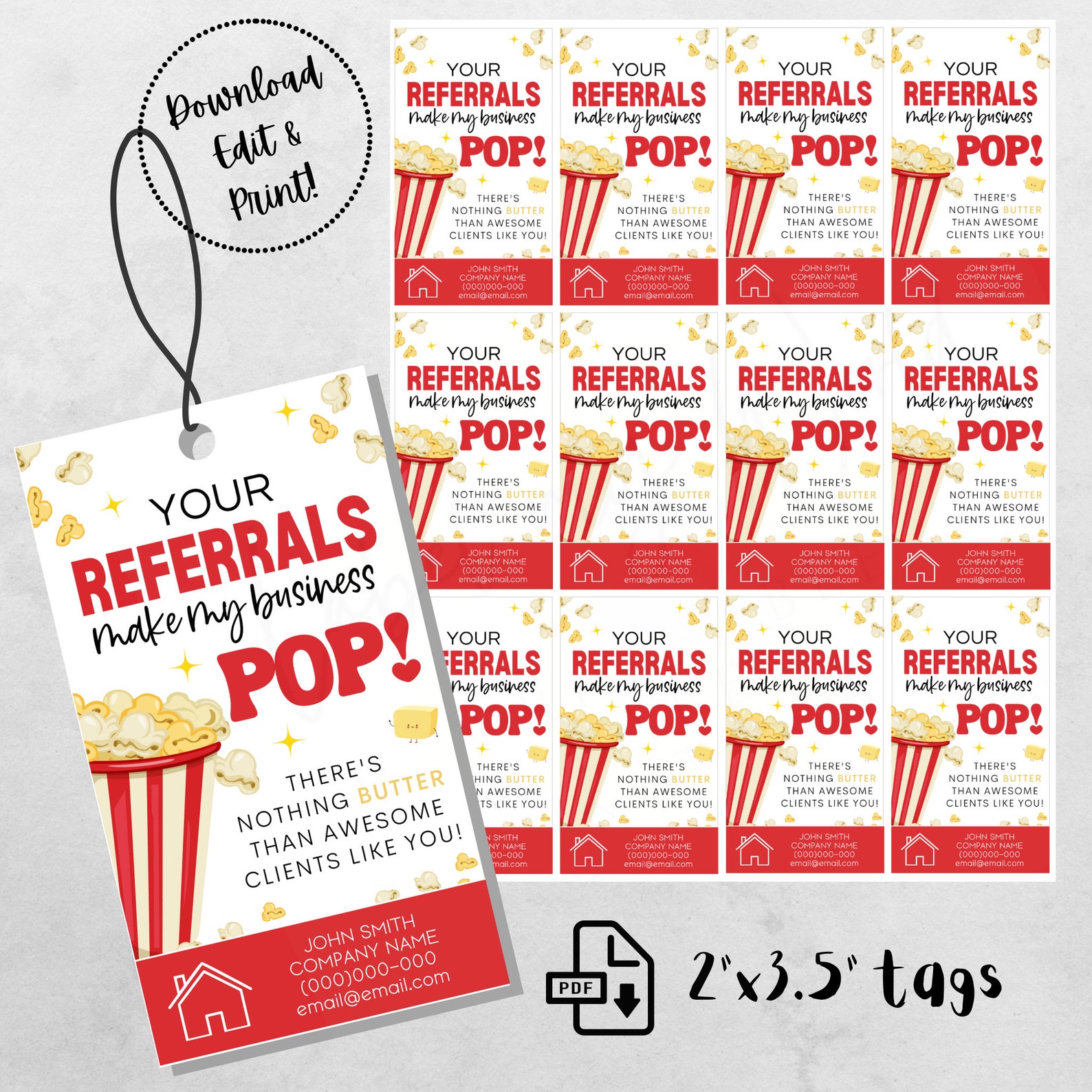 Popcorn Pop by Tag Your Referrals Make My Business Pop Realtor Tag ...