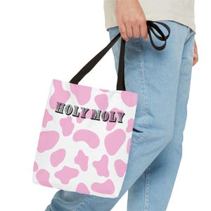 Pink Cow Print Tote Bag Western Theme All Over Print Shoulder Bag Cow ...