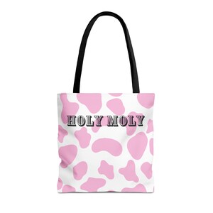 Pink Cow Print Tote Bag Western Theme All Over Print Shoulder Bag Cow ...