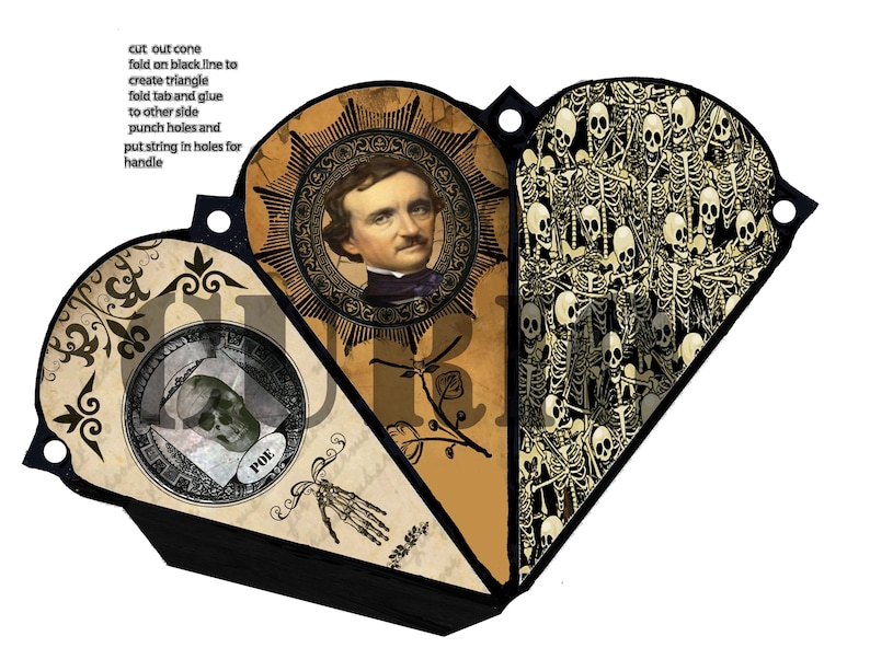 Printable Edgar Allan Poe Victorian Cones: Halloween Steampunk Decor ...