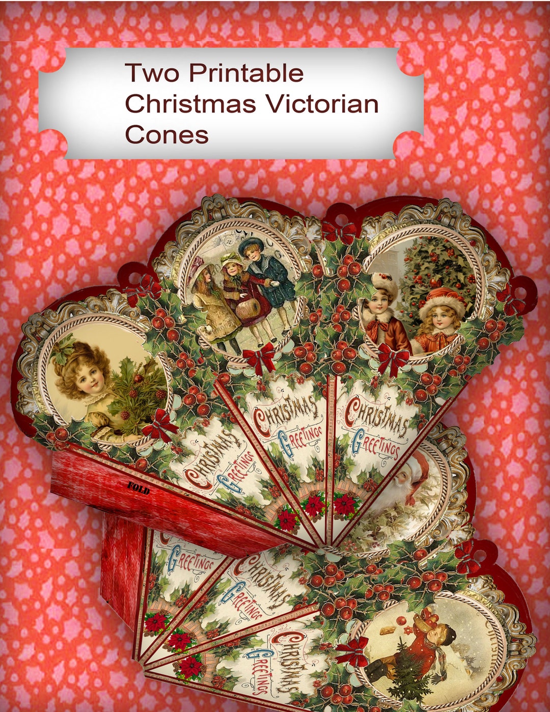 Printable Victorian Christmas Cones: DIY Holiday Ornaments, Candy ...