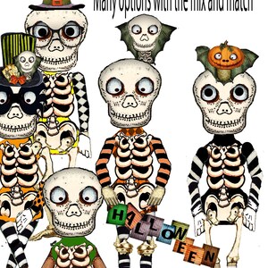 Halloween Mix and Match Skeleton Dolls With Cabinet Card for ...