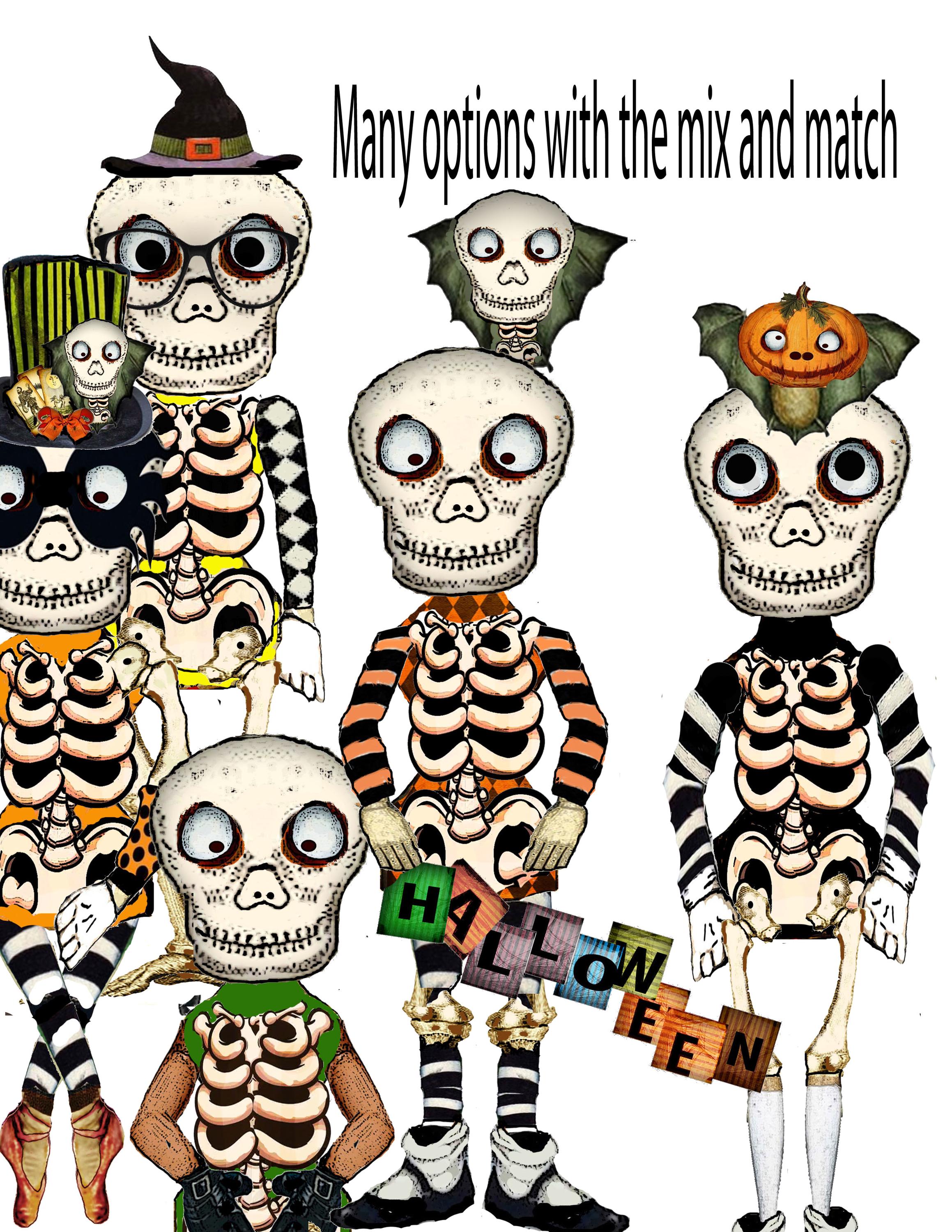 Halloween Mix and Match Skeleton Dolls With Cabinet Card for ...