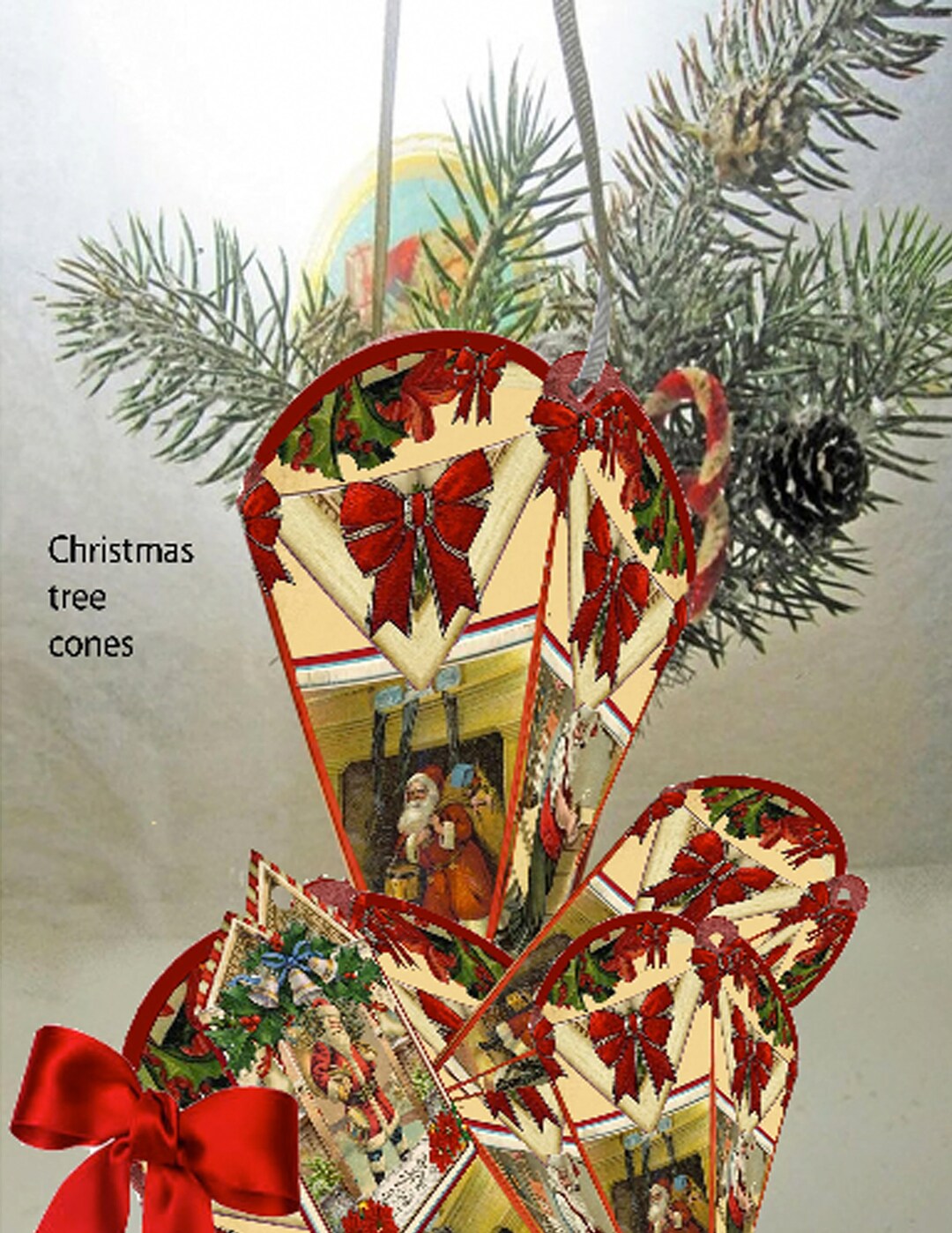 Printable Victorian Christmas Cone: DIY Ephemera Decor (PDF) - Etsy