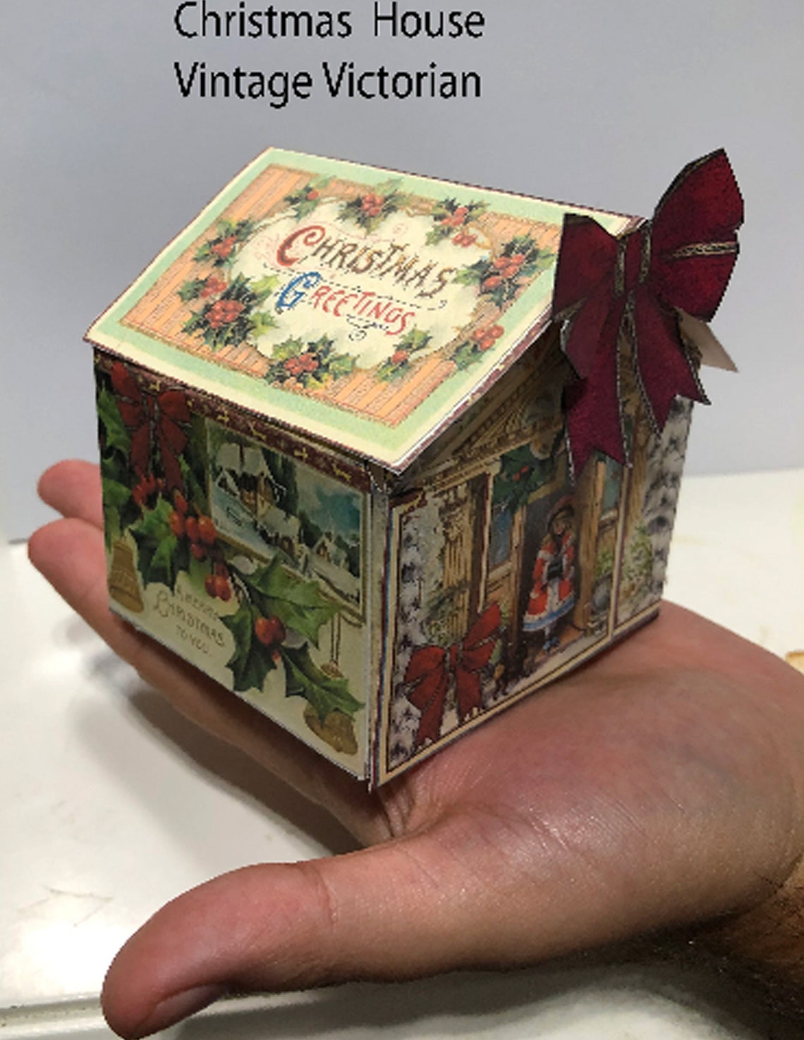 Printable Vintage Christmas Victorian House Ornament: Ephemera Collage ...