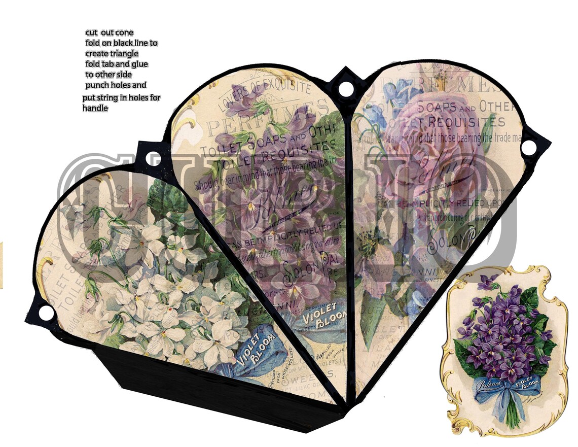 Printable Victorian Flower Overlays Cones: Two Party Decor With ...