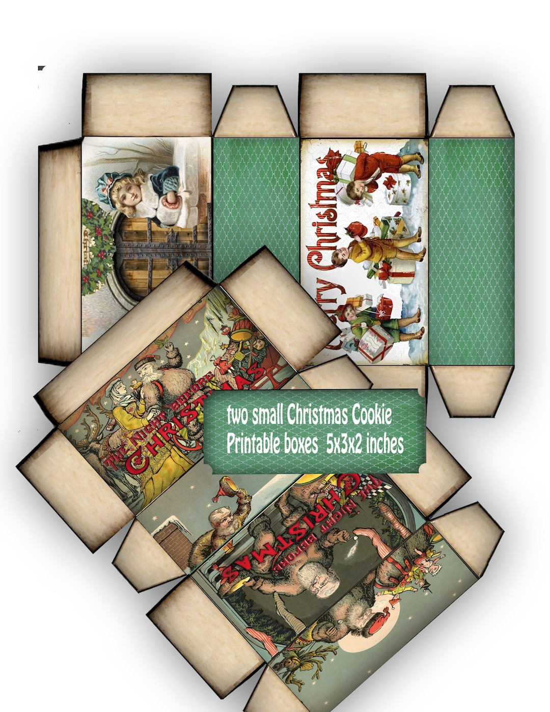 Victorian Christmas Treat Boxes: Printable Small Gift Boxes (5x3x2 Inch ...