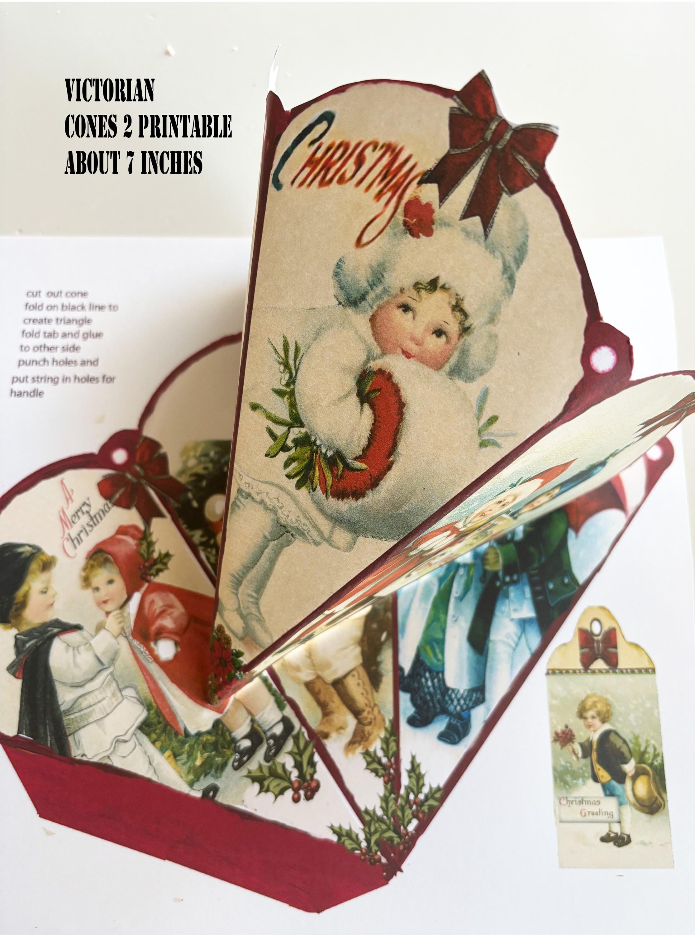 Printable Victorian Christmas Favor Cones: Party Decoration (digital ...