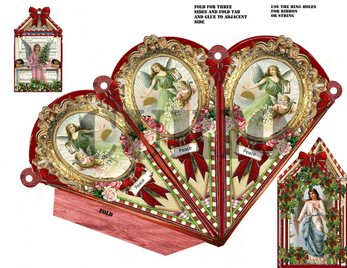 Printable Victorian Angel Christmas Cone: Holiday Ornament (digital ...