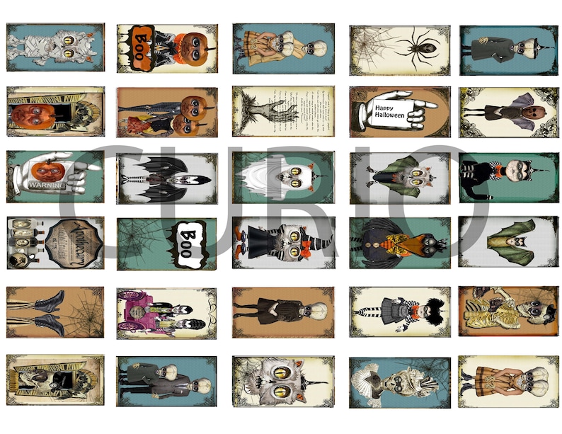 Printable Halloween Domino Collage Sheet: Whimsical Monster Art (JPEG ...