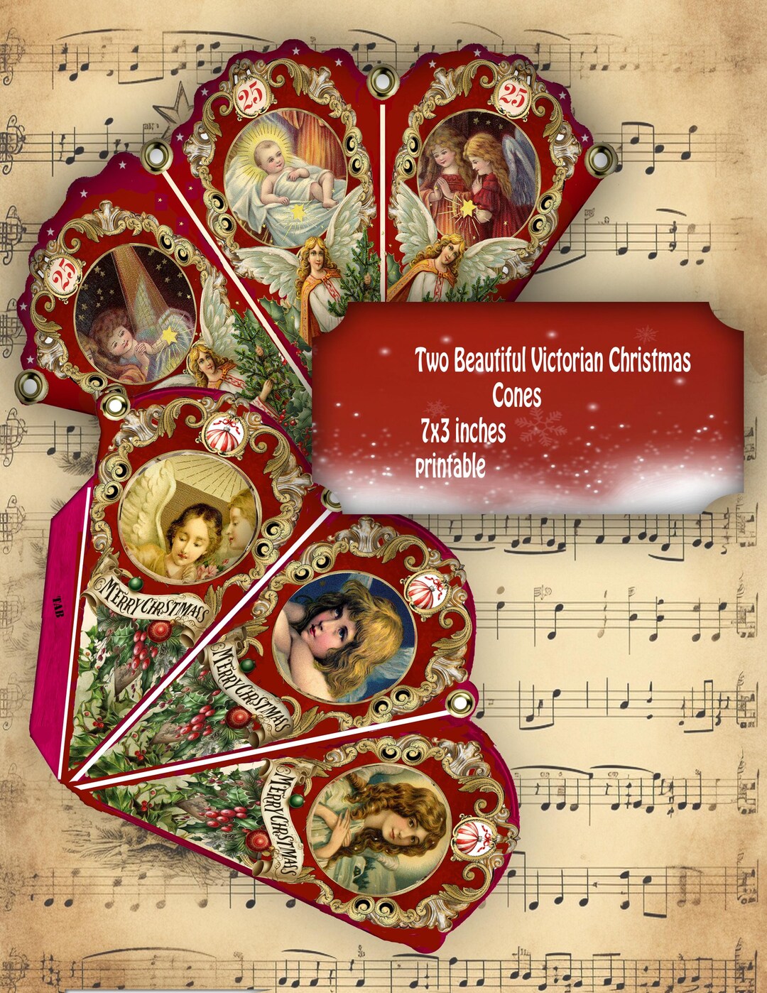 Printable Victorian Christmas Angel Cones: DIY Holiday Ornaments, Candy ...