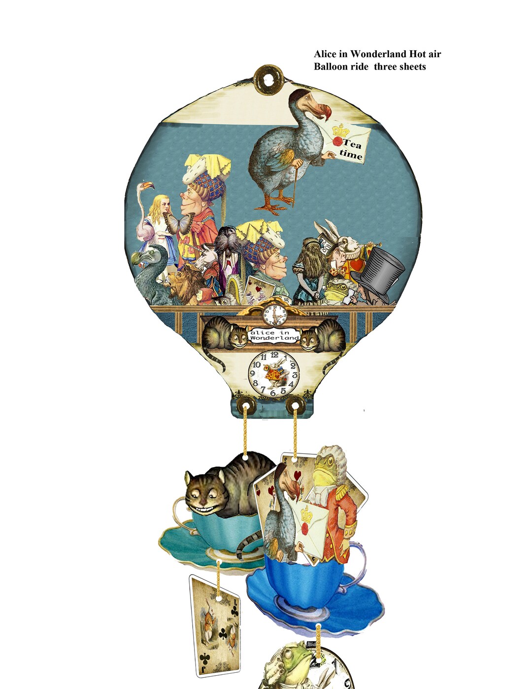 Alice in Wonderland Printable Collage Sheets With Mobile Hot Air ...