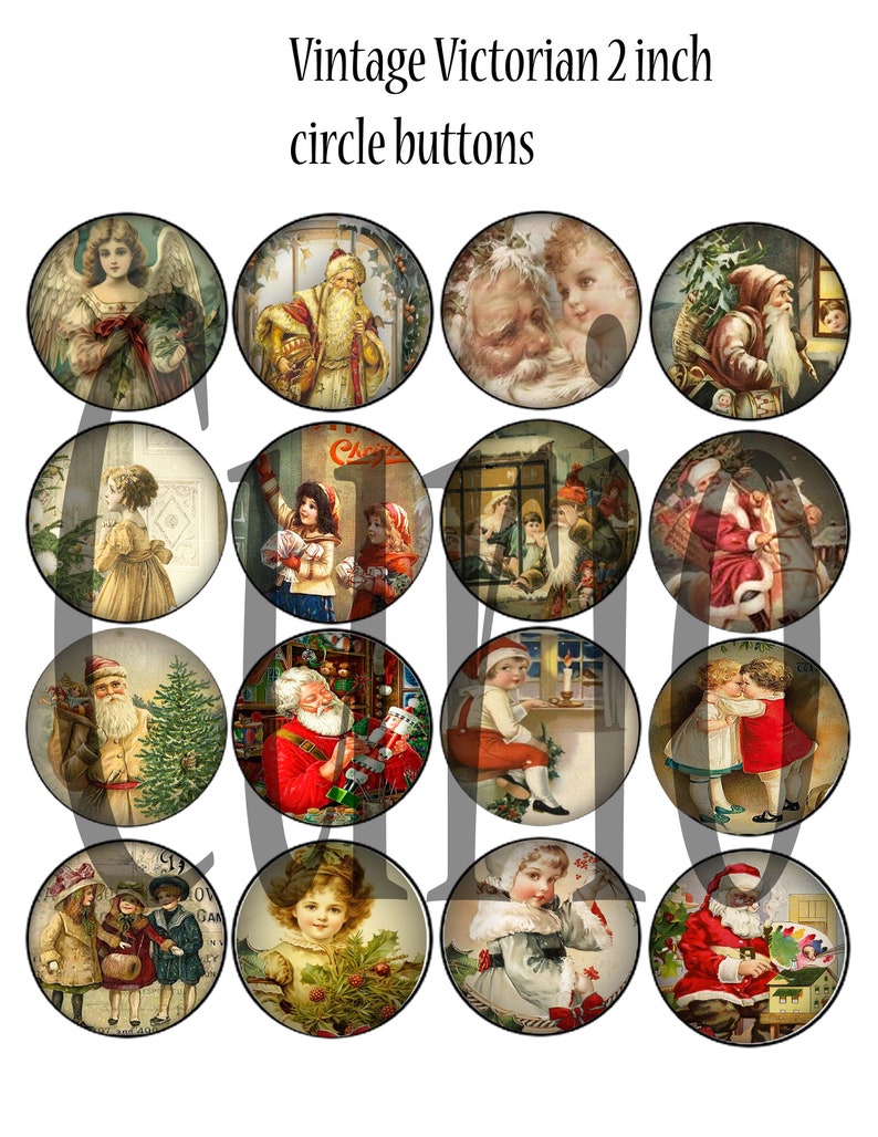 Printable Vintage Victorian Christmas Circles 2inch Diameter 32 ...