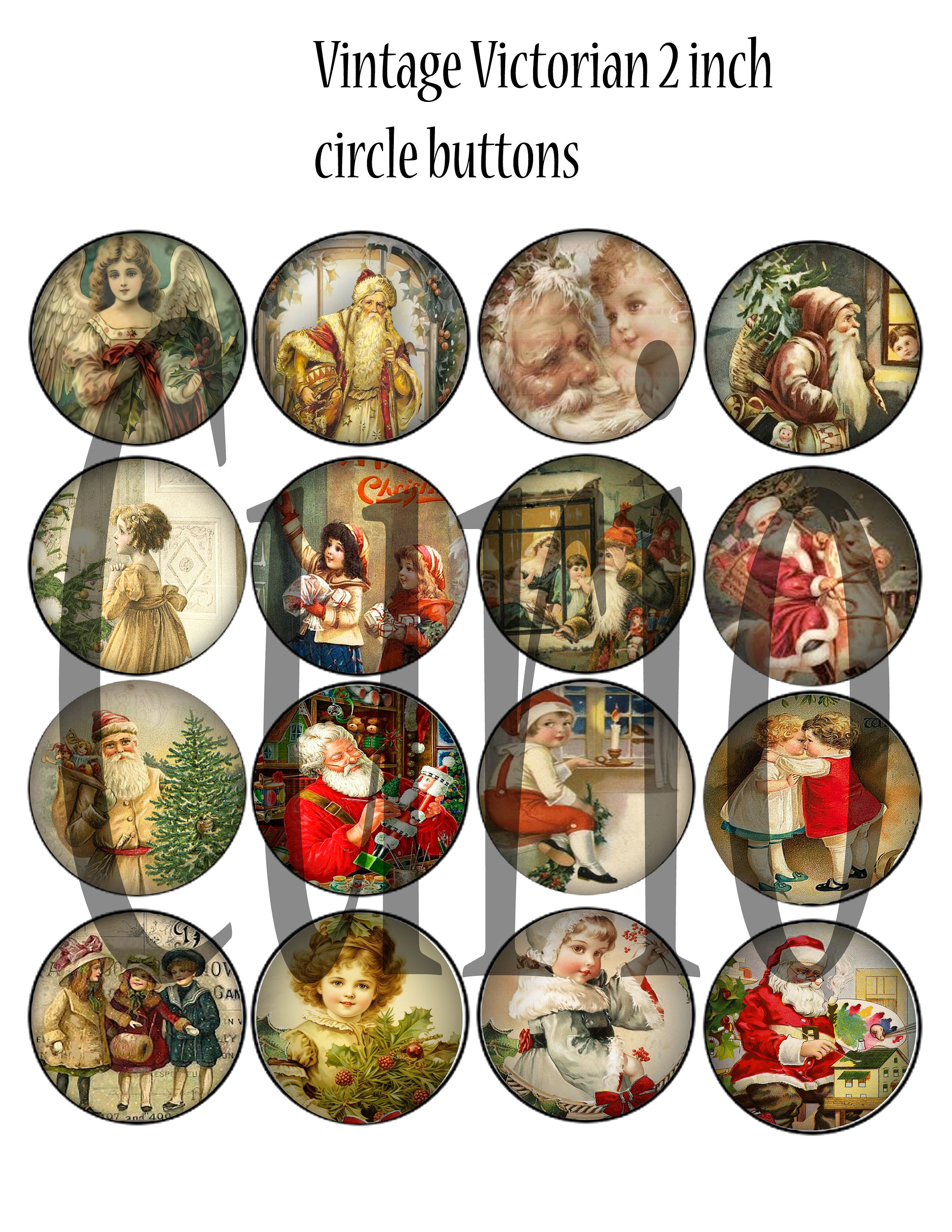 Printable Vintage Victorian Christmas Circles 2inch Diameter 32 ...