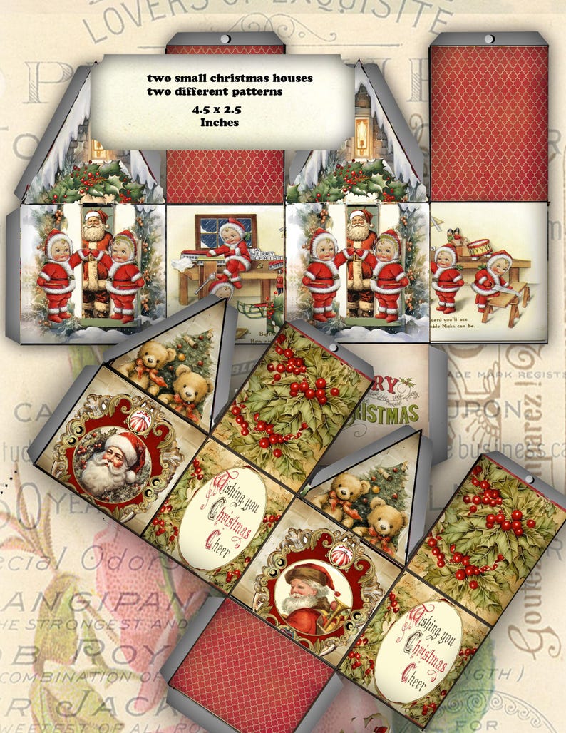 Printable Victorian Christmas Houses Two: Vintage Images Art Tree ...