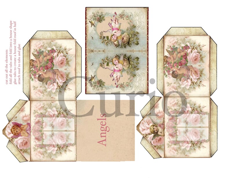 Printable Victorian Spring Floral Paper House 3x3 Inches Easy Assembly ...
