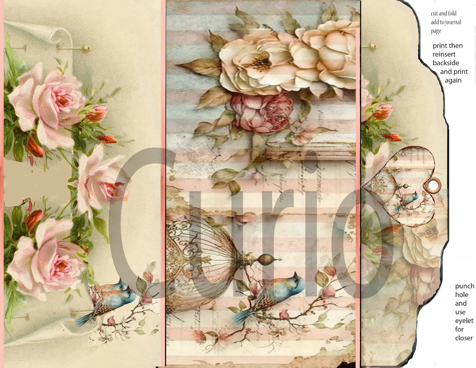 Printable Paper Folio Foldable With Pockets and Tags and Ephemera in a ...