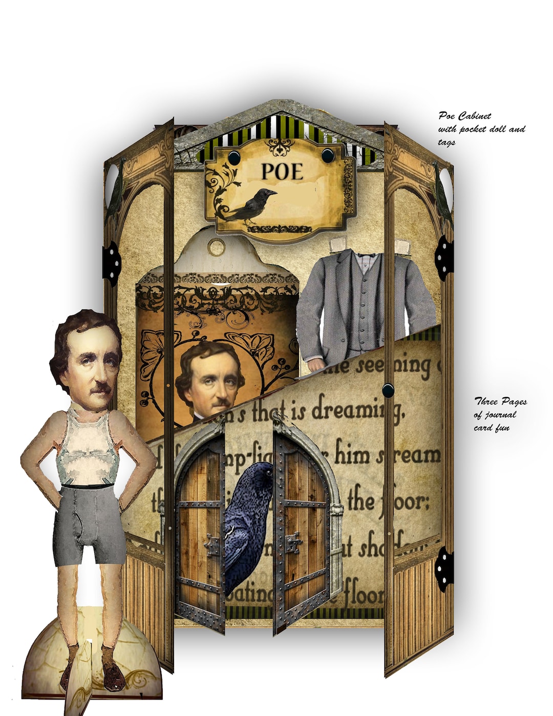 Printable Edgar Allan Poe Cabinet Card With Pockets and Ephemera ...