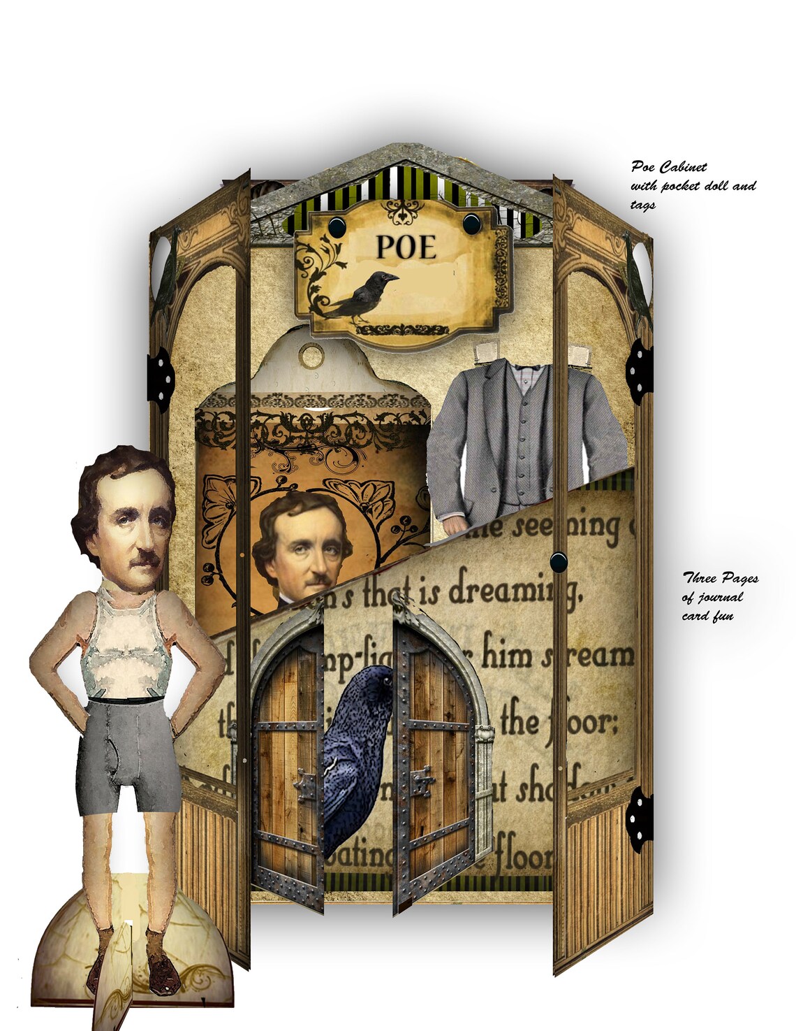 Printable Edgar Allan Poe Cabinet Card With Pockets and Ephemera ...