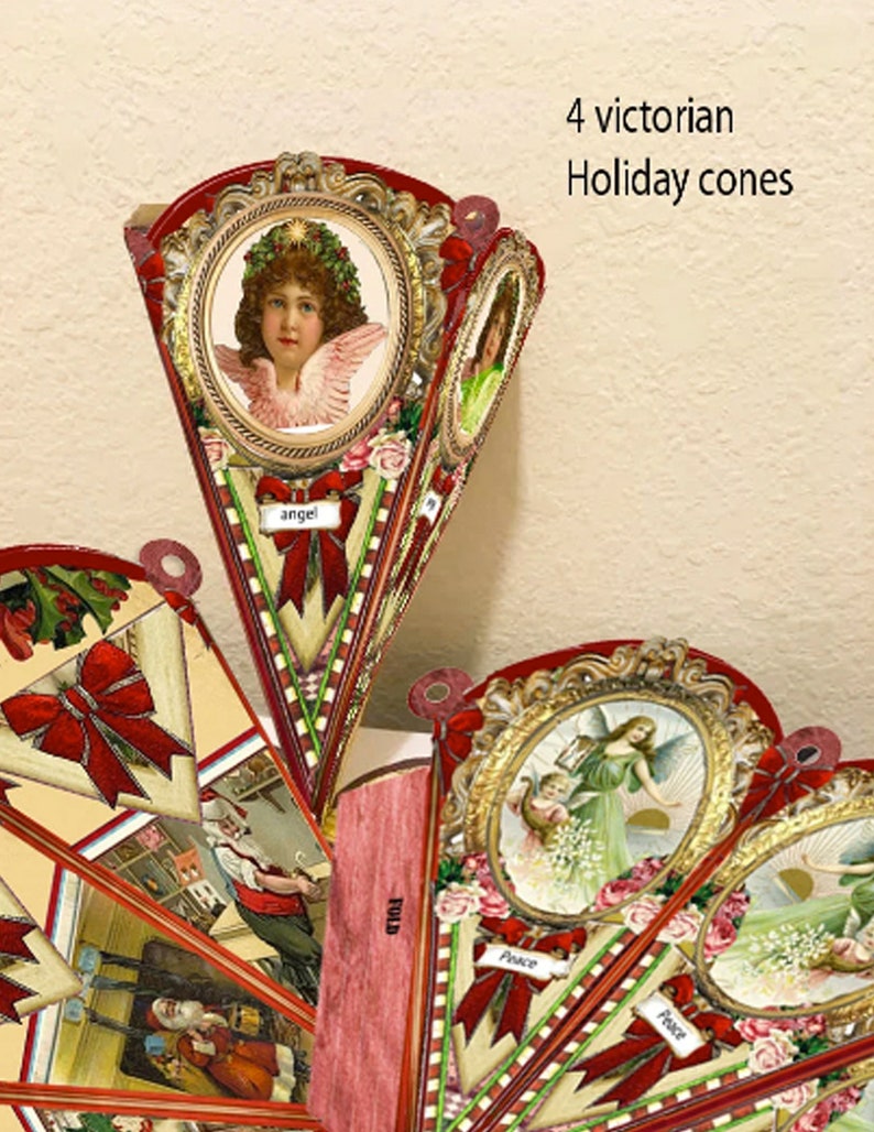 Printable Victorian Angel Christmas Cone: Holiday Ornament (digital ...