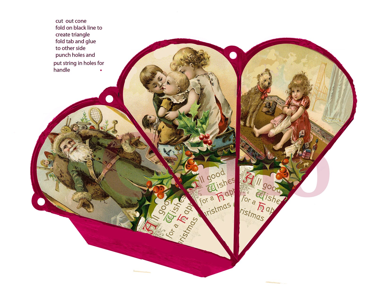 Printable Victorian Christmas Cones: 2 Vintage Images (PDF/JPEG) - Etsy