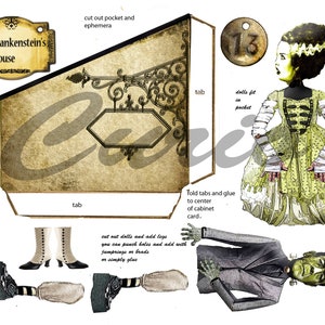 Printable Halloween Frankenstein Monster & Bride Cabinet Card Set With ...