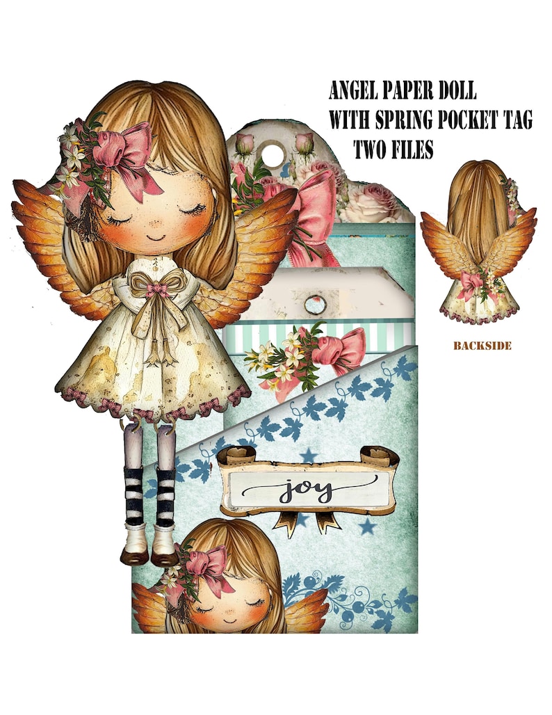 Printable Angel Paper Doll With Pocket Tag (PDF & JPEG) - Etsy