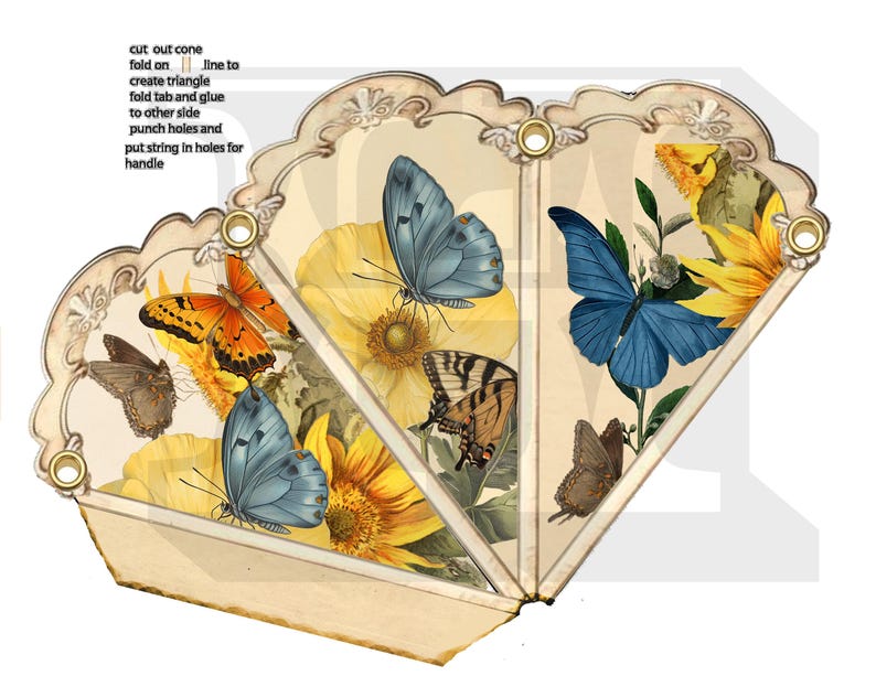 Printable Victorian Flower Butterflies and Birds Cones: Two Party Decor ...