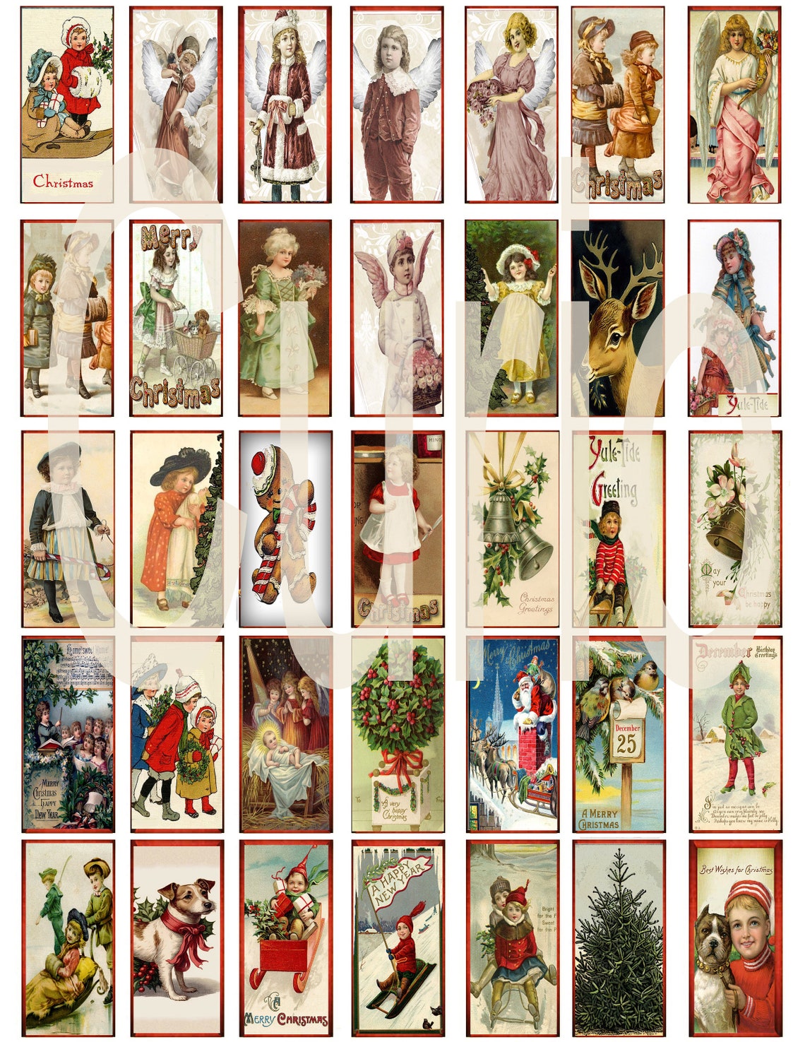 Printable 1x2 Domino Collage Sheet Christmas Victorian Holiday Themed ...