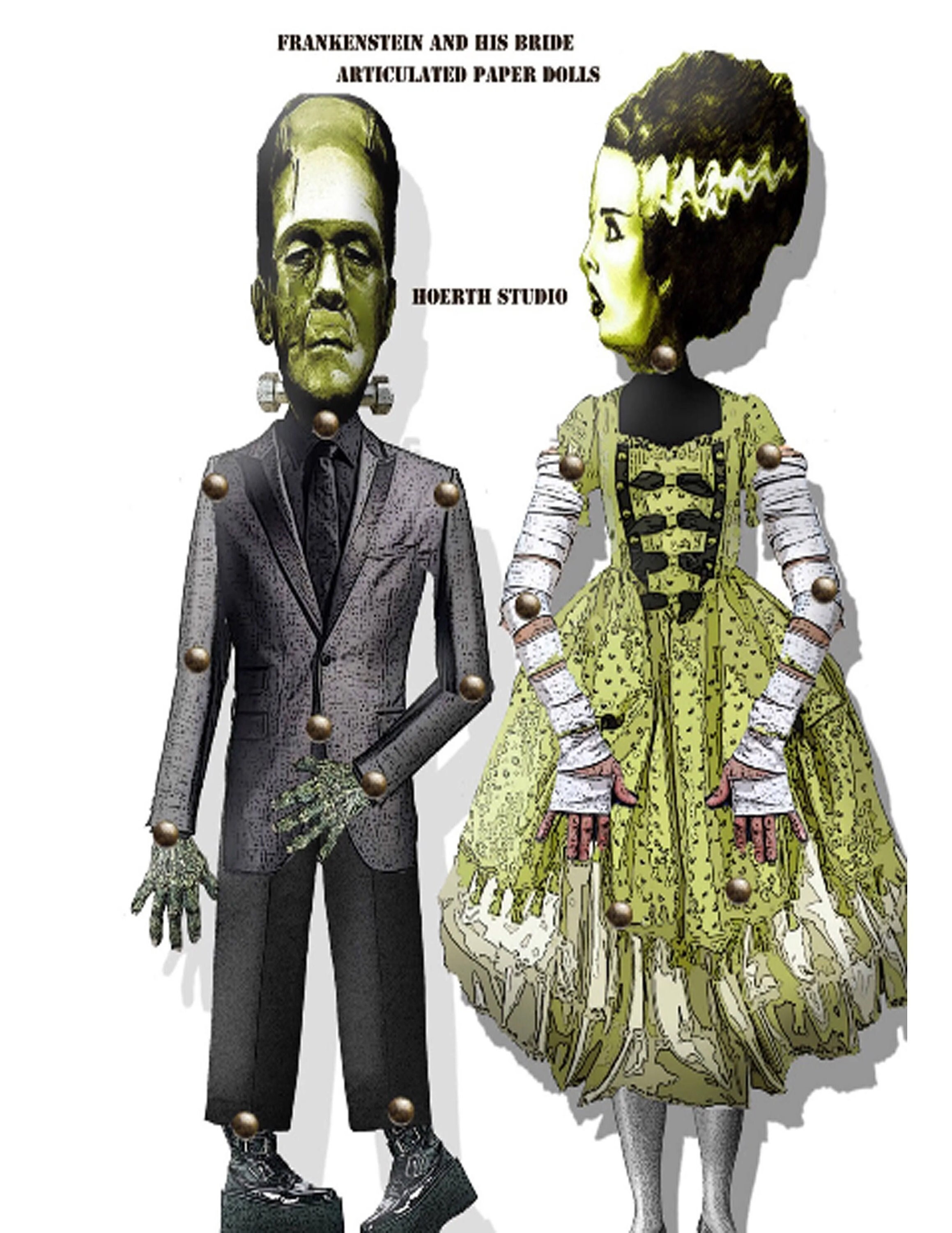 Printable Halloween Paper Dolls: Steampunk Frankenstein & Bride (PDF ...