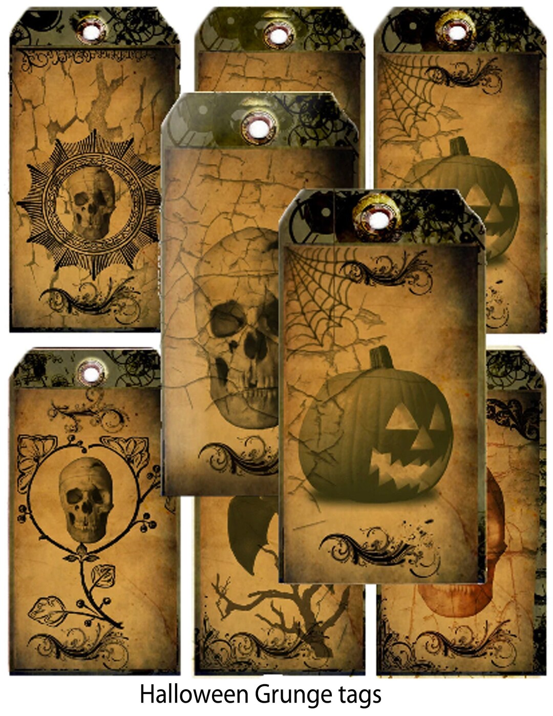 Halloween Printable Steam Punk Goth Tags Instant Download Paper ...