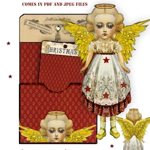 Printable Christmas Angel Doll and Pocket Tag With Ephemera Great ...