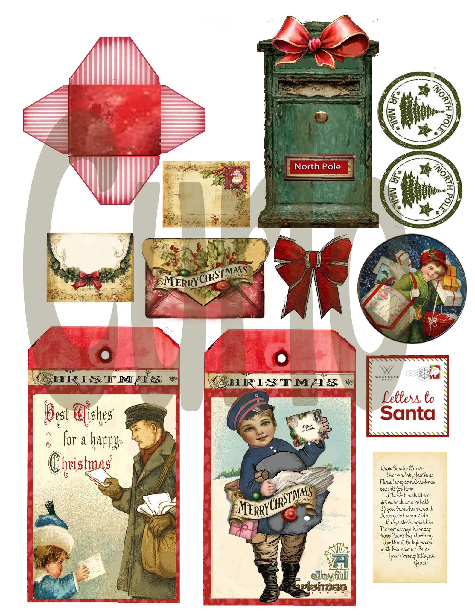 Christmas Holiday Mail Carrier Ephemera Collection Three Files (jpeg ...