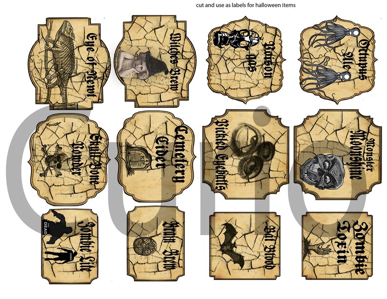 Printable Gothic Labels for Halloween Bottles and Apothecary Jars ...