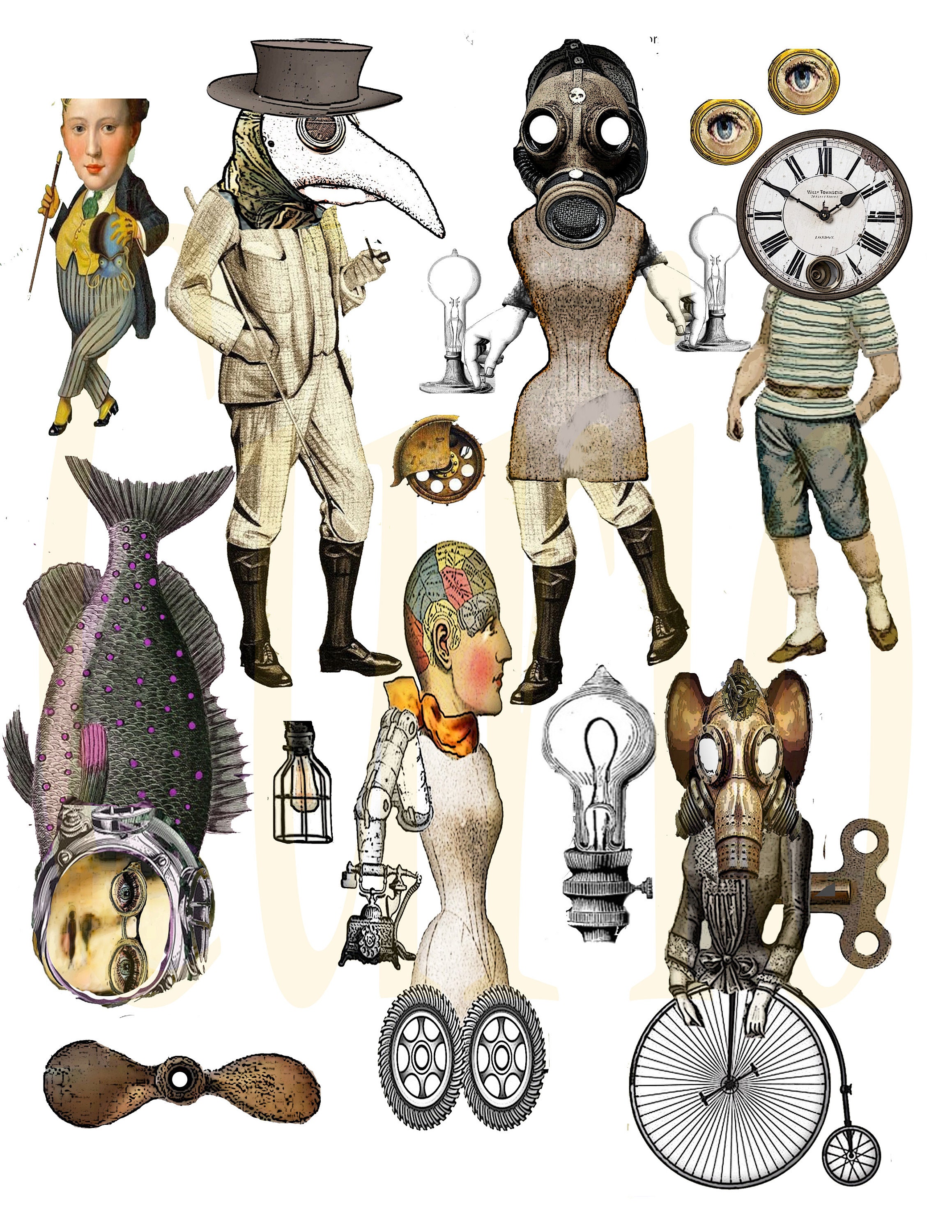 Printable Steampunk Dolls for Junk Journals Cards and Art Projects Diy ...