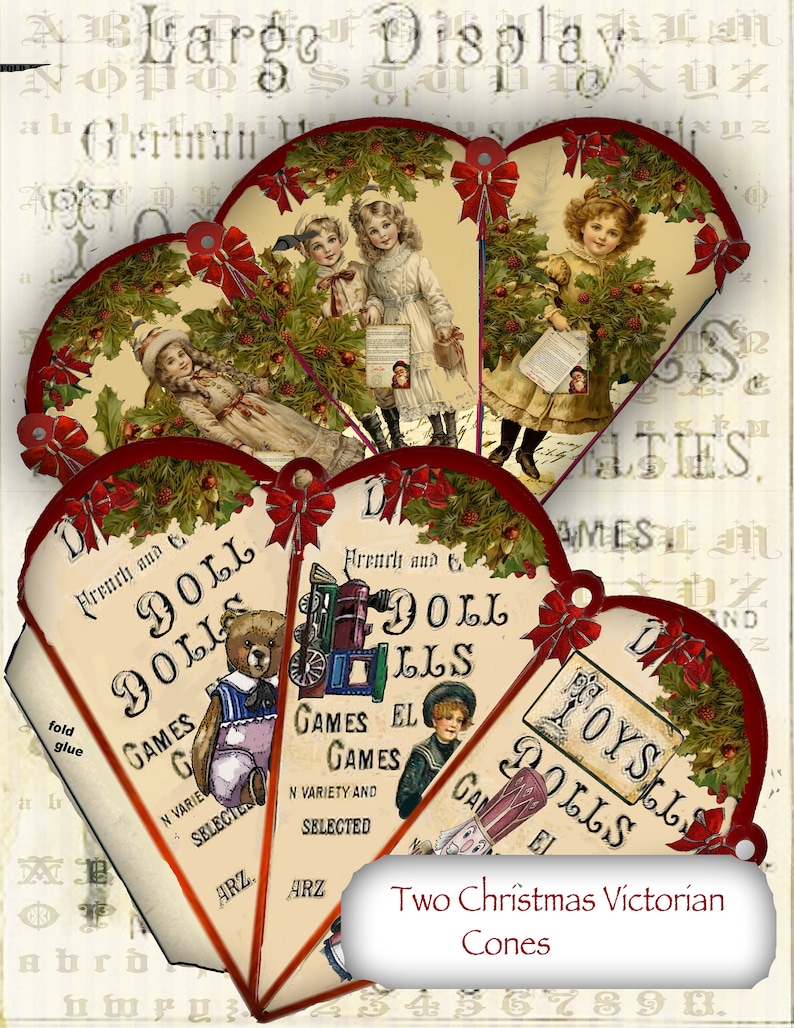 Printable Victorian Christmas Cones: Vintage Tree Ornaments (PDF & JPEG ...
