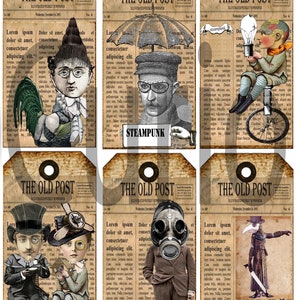 Printable Steampunk Grunge Tags for Journaling Scrapbook and Ephemera ...