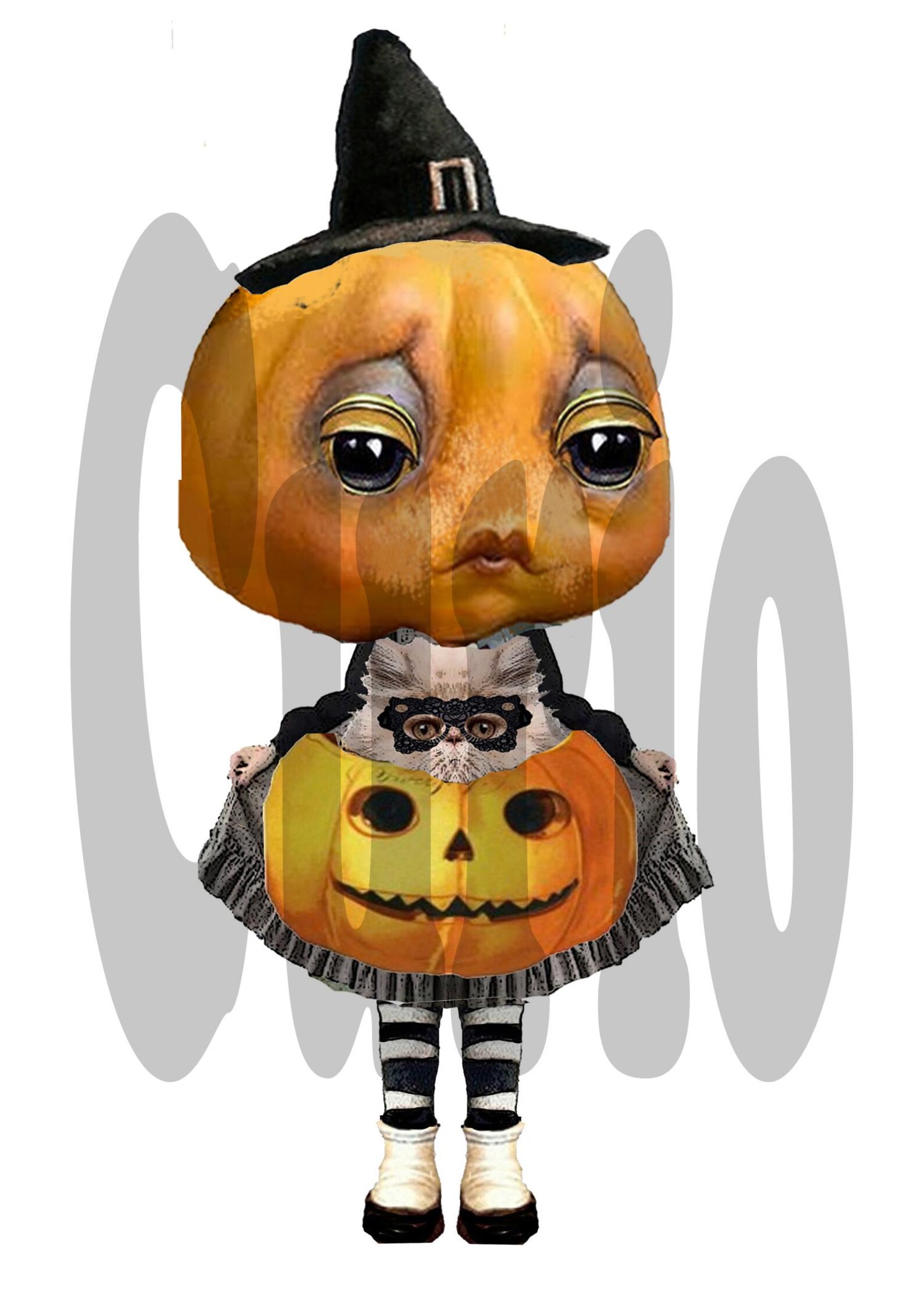 Printable Pumpkin Paper Dolls: Moon & Star Ephemera (5x7 Inch, JPEG ...