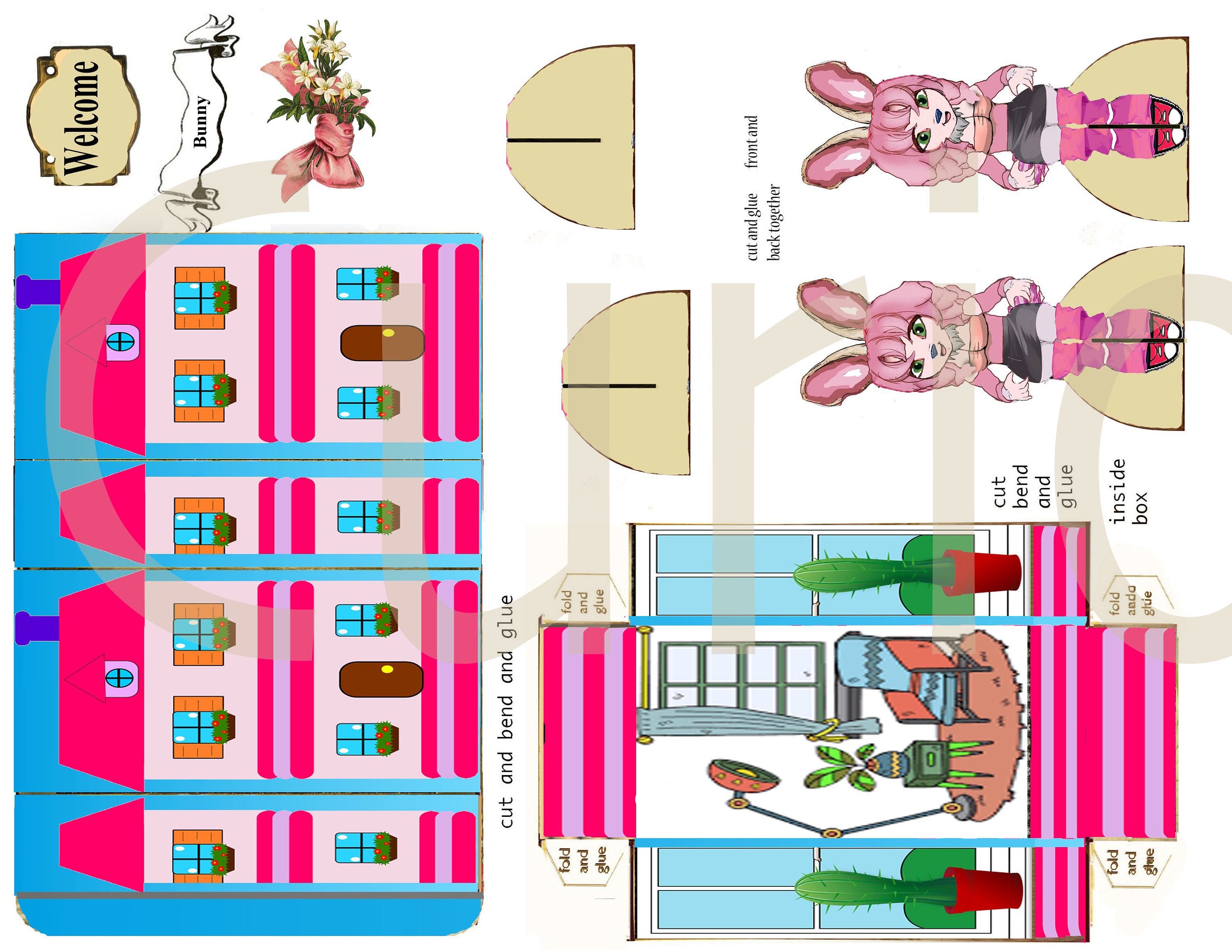 Vintage Bunny House Matchbox: Printable Ephemera Collage Sheet (PDF) - Etsy