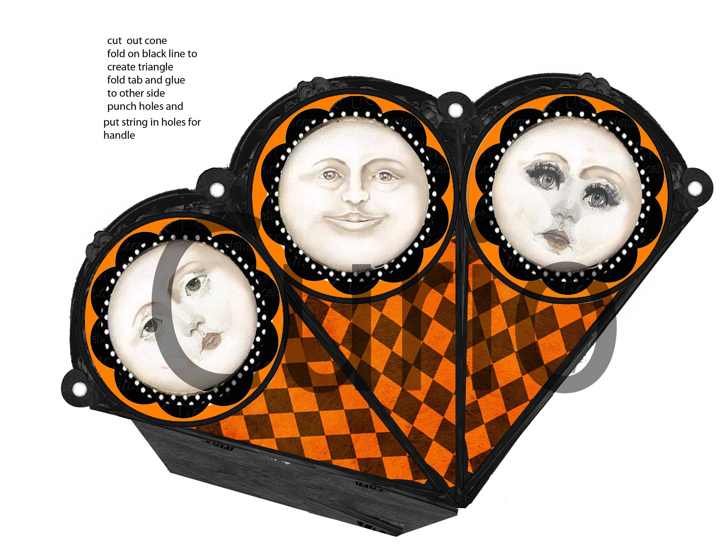 Printable Halloween Cone Candy Holder Treats Victorian Paper Cone ...