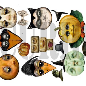 Halloween Monster Doll Set: Mix and Match Tags & Pockets Printable ...